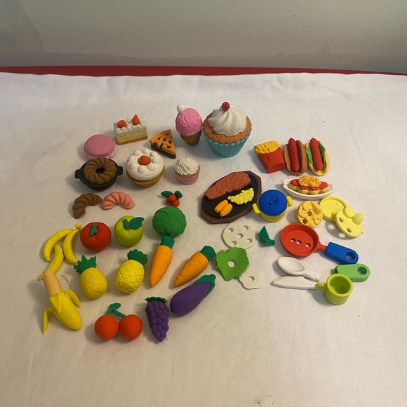 Toys | Huge Bundle Of Food Themed Mini Erasers | Poshmark